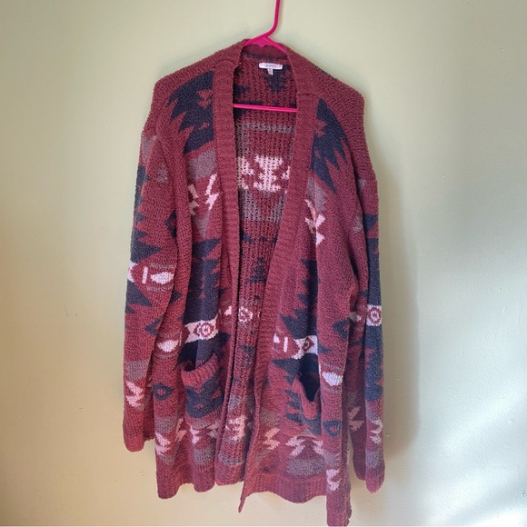 JODIFL | Sweaters | Jodifl Burnt Orange Aztec Southwestern Graphic Open ...